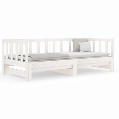 vidaXL Utdragbar dagbädd vit 2x(80x200) cm massiv furu | vidaXL.se