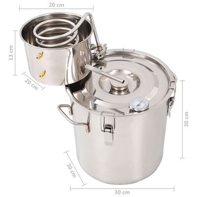 vidaXL Destillator vatten/alkohol/hembränt rostfritt stål 18 L | vidaXL.se