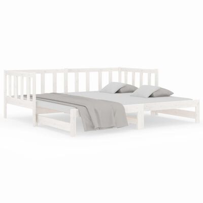 vidaXL Utdragbar dagbädd vit 2x(80x200) cm massiv furu | vidaXL.se