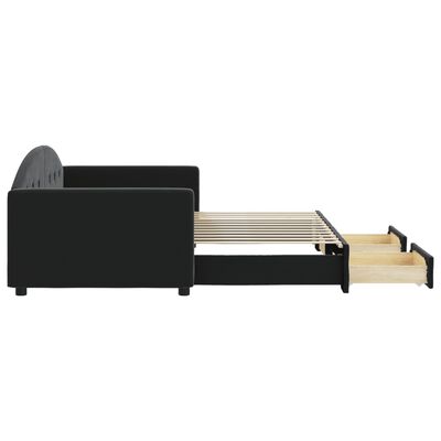 vidaXL Dagbädd utdragbar med lådor svart 90x200 cm sammet | vidaXL.se