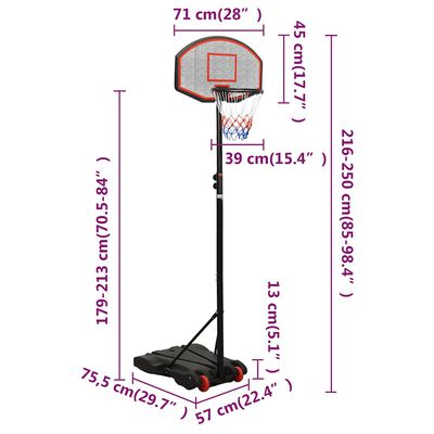 vidaXL Basketkorg med stativ svart 216-250 cm polyeten | vidaXL.se