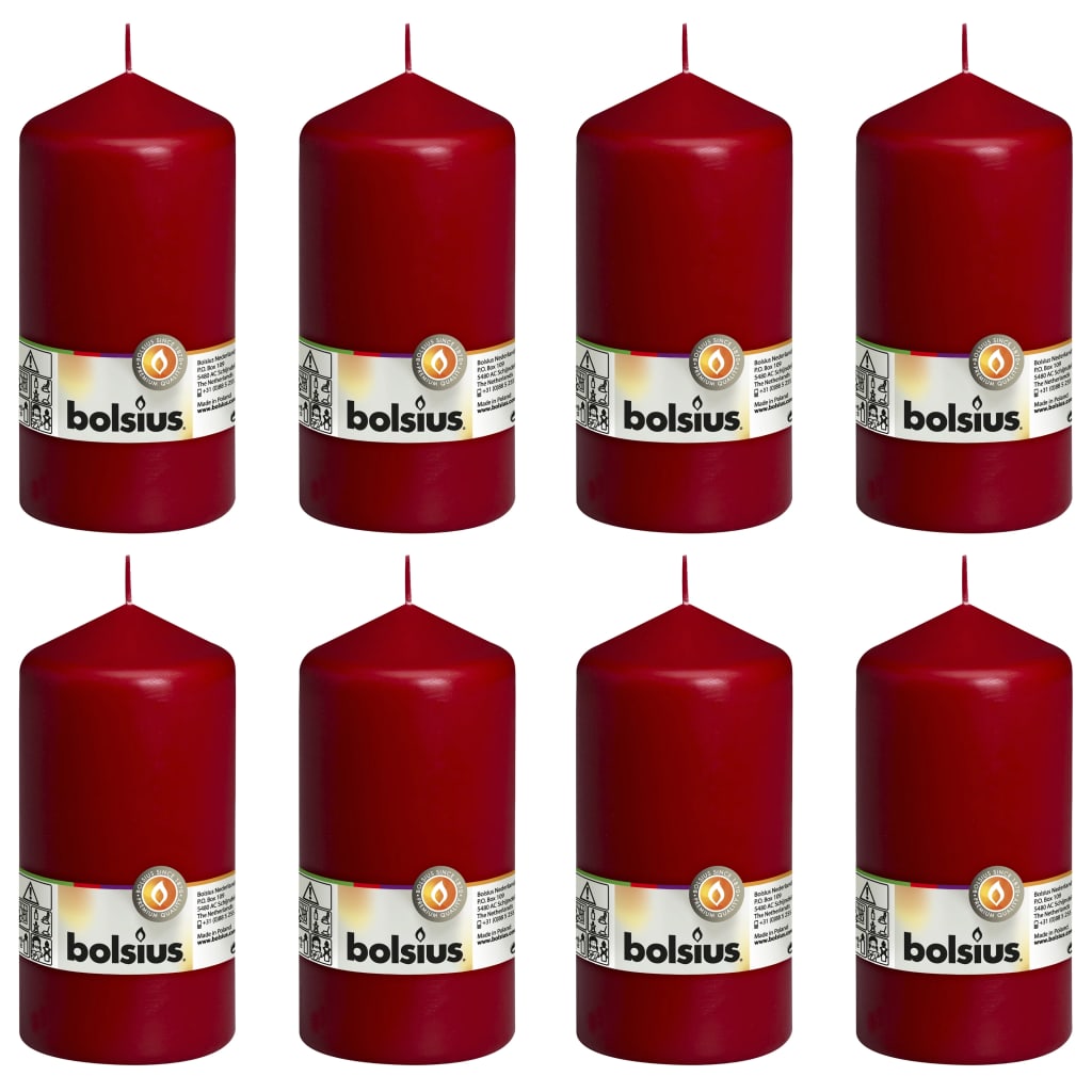 Bolsius Blockljus 8 st 150x78 cm vinröd | vidaXL.se
