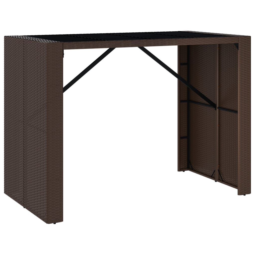 vidaXL Barbord med glasskiva brun 145x80x110 cm konstrotting | vidaXL.se