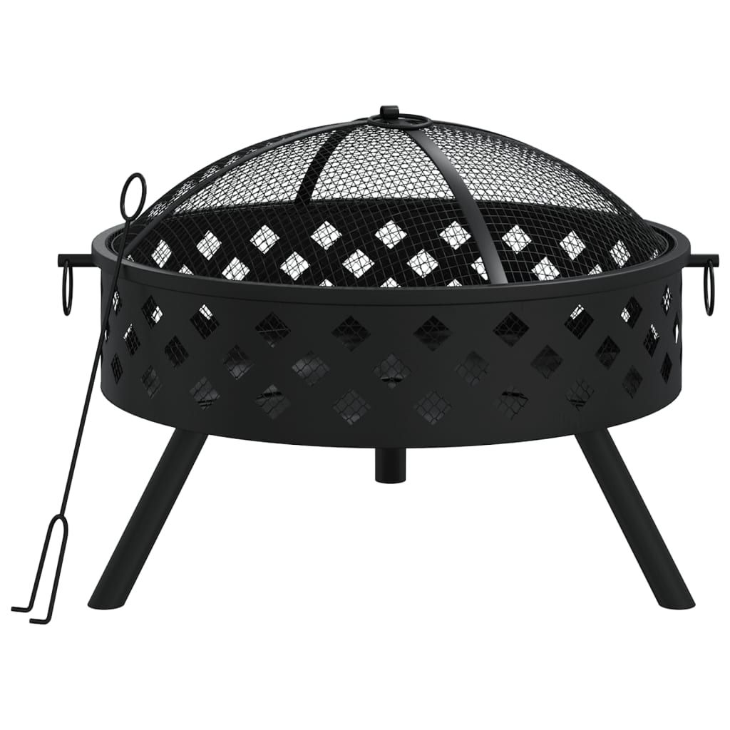 vidaXL Eldstad med eldgaffel 58 cm XXL stål | vidaXL.se