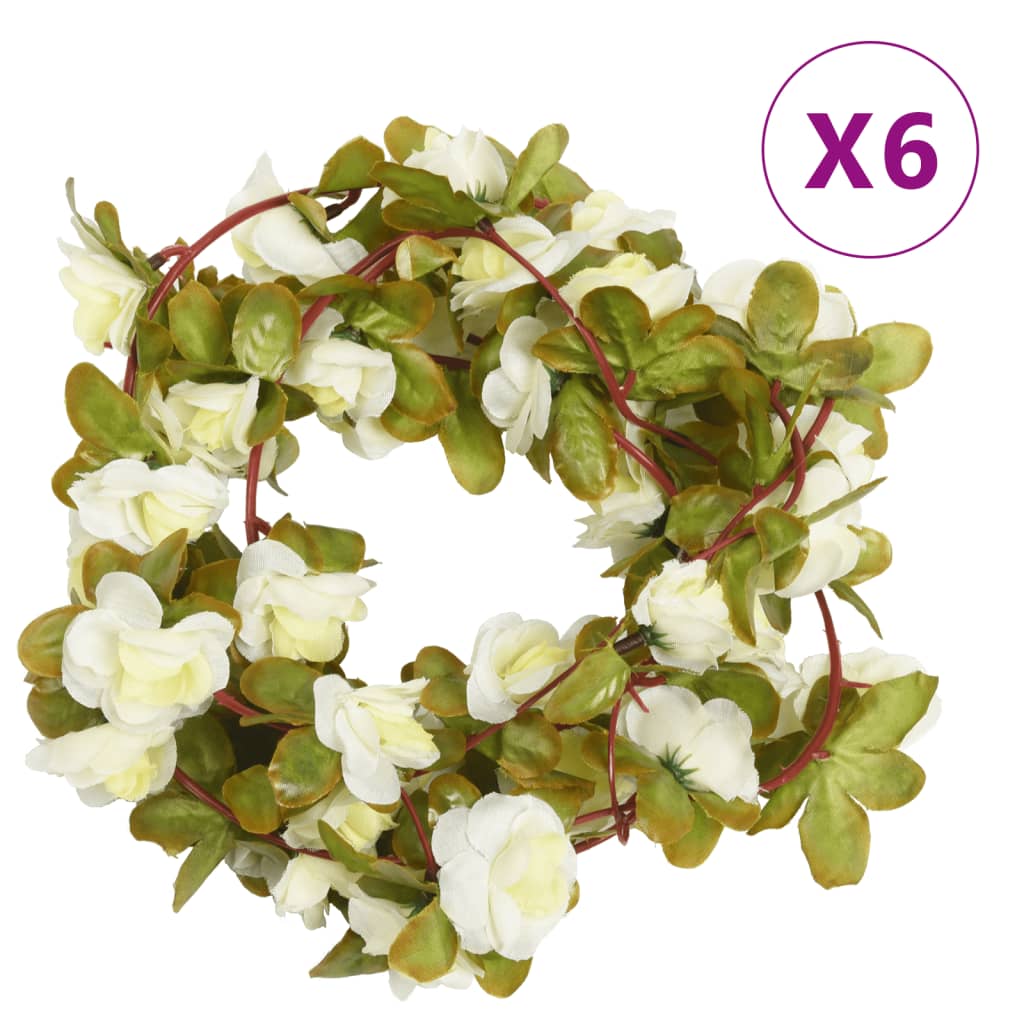 vidaXL Julkransar med blommor 6 st vit 250 cm | vidaXL.se