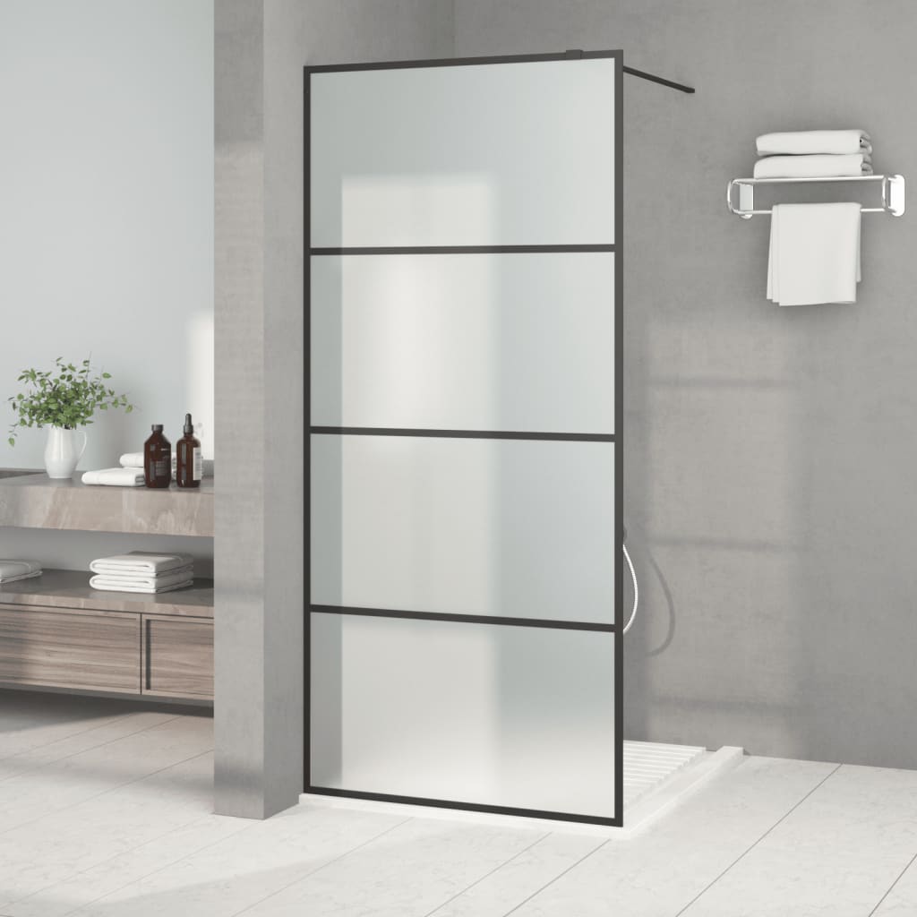 vidaXL Duschvägg svart 90x195 cm halvfrostat ESG-glas | vidaXL.se