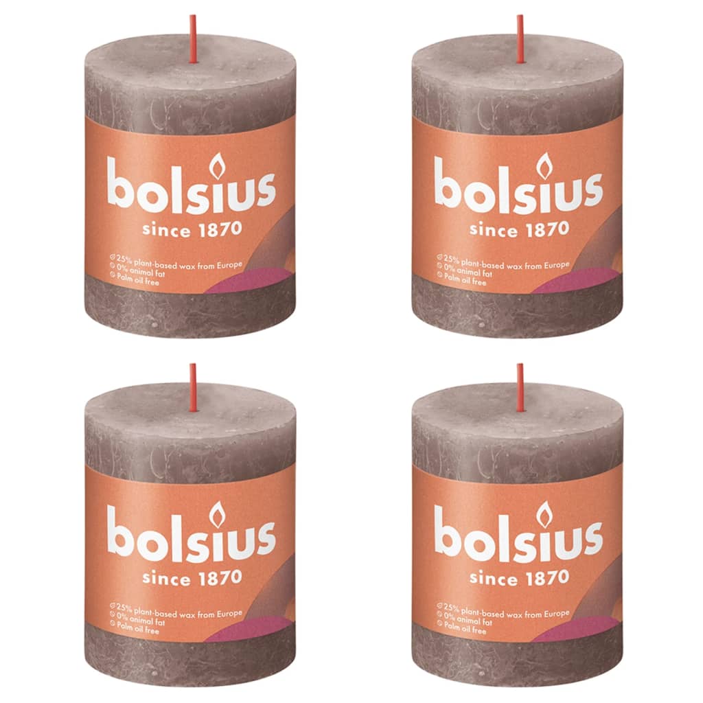 Bolsius Rustika blockljus 4-pack 80x68 mm rustik taupe | vidaXL.se